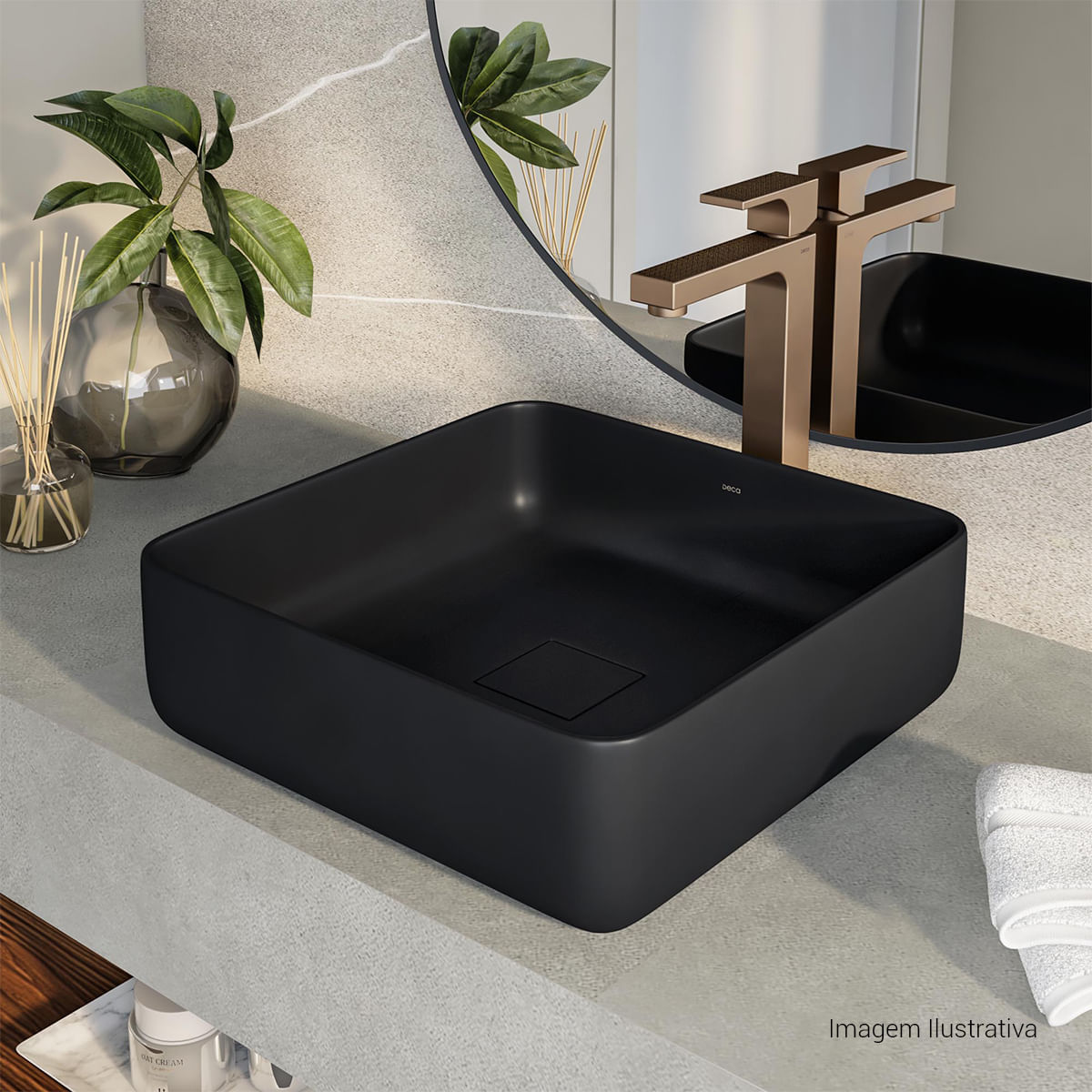 Cuba Quadrada de Apoio 40 cm - Ébano Fosco Cubas Slim | Deca