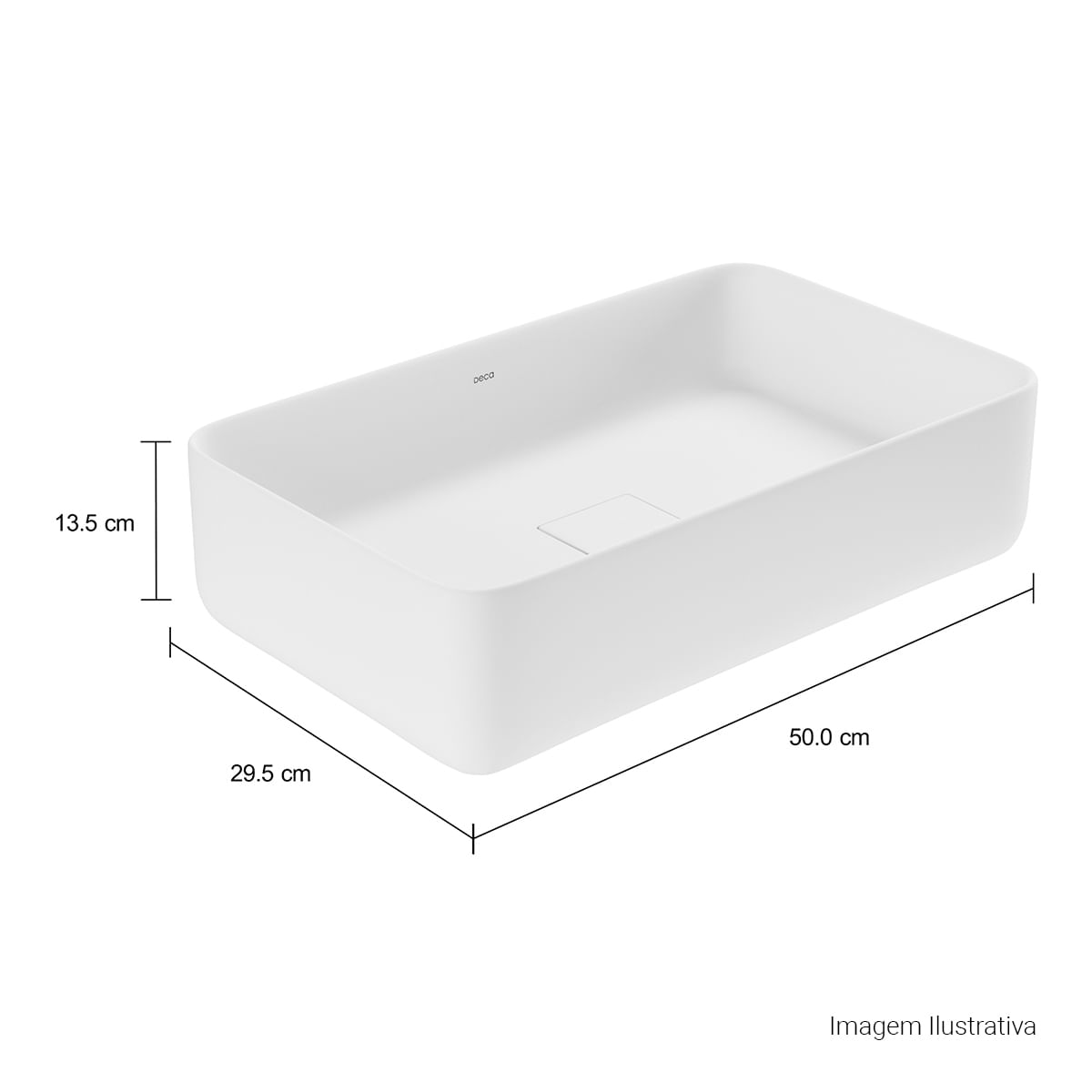 Cuba Retangular de Apoio 50 cm - Branco Cubas Slim | Deca