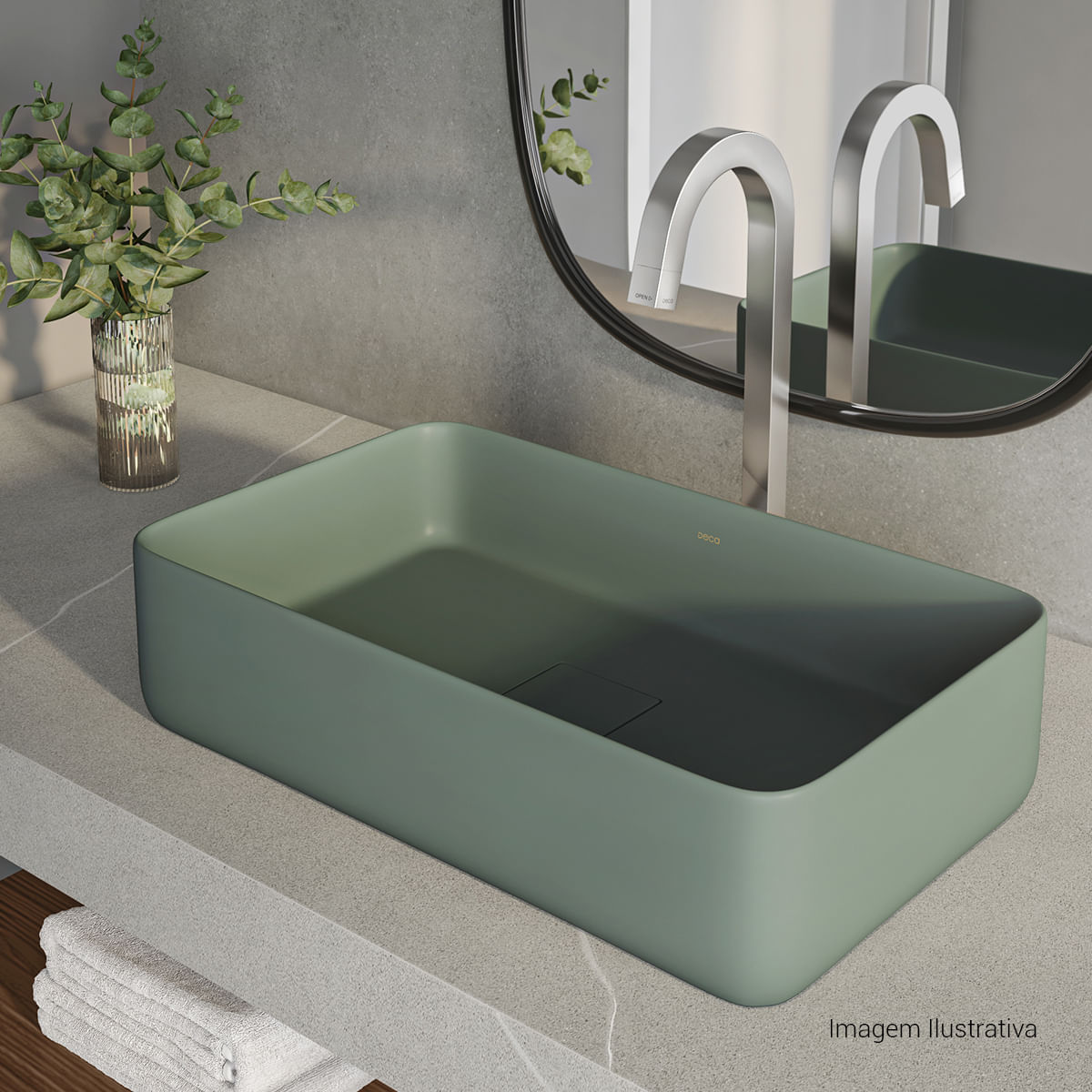 Cuba Retangular de Apoio Sálvia 50 cm: Linha Slim | Deca