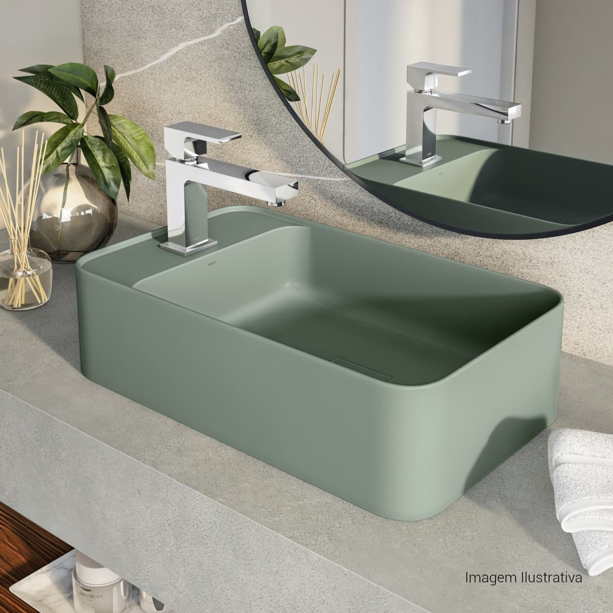 Cuba de Apoio ou Suspensa Pistache: Linha Slim | Deca